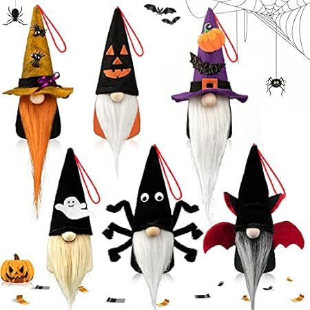 Amazon.com: Halloween Wooden Gnomes Hanging Ornaments, Wood Hanging ...