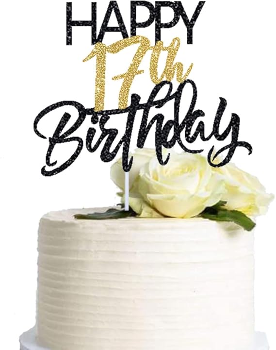 Amazon.com: 17th Cake Topper for Happy 17th Boy and Girl Birthday Party ...