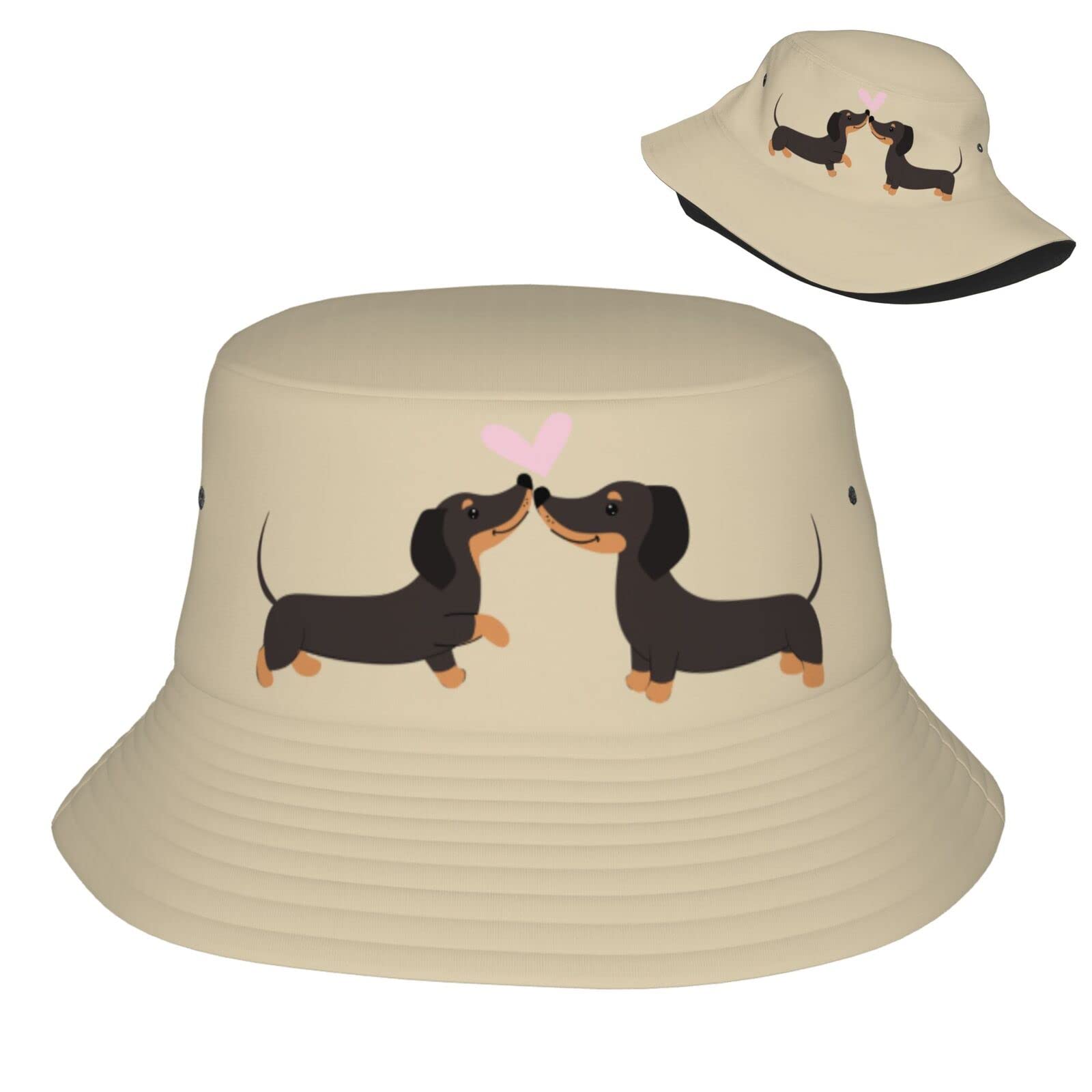 Snapklik.com : Love Dachshund Dogs Tan Bucket Hats For Women Summer Sun ...