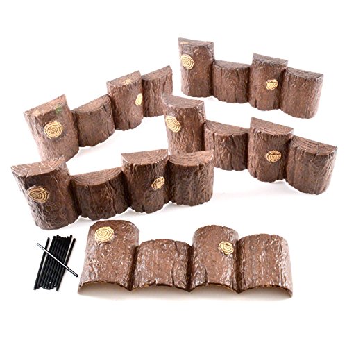 Wood Log Effect Edging Plastic Lawn Edge Edging Wooden Border Garden ...