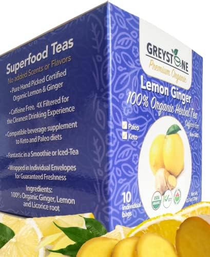 Amazon.com : Organic Lemon Ginger Tea - Pure Ginger & Lemon - No ...