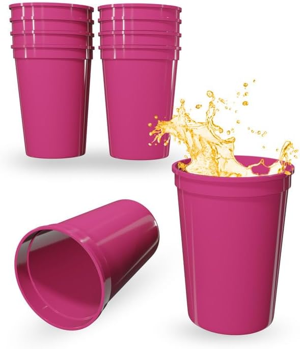 Amazon.com: PartyPrints 10 Pack 10 to12 oz Neon Pink Reusable Blank ...