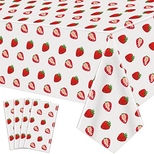 4 Pack Strawberry Party Tablecloth Strawberry Table Cloth Sweet One ...