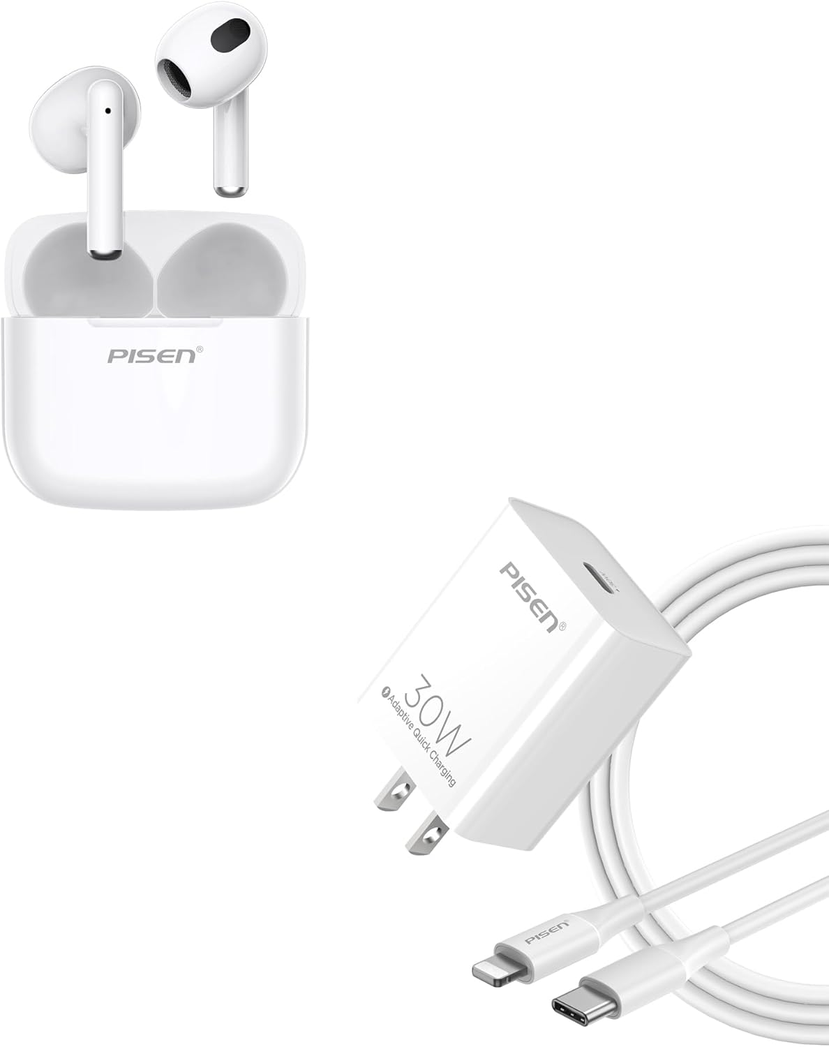 Amazon.com: PISEN Wireless Earbuds in-Ear Headphones & 30W USB C ...