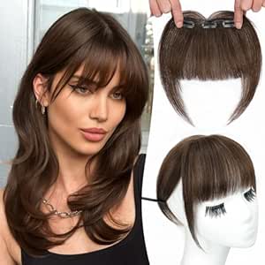 Amazon.com: MONIXI Flequillo con clip para el cabello, 100% cabello humano real, 3 clips de ...