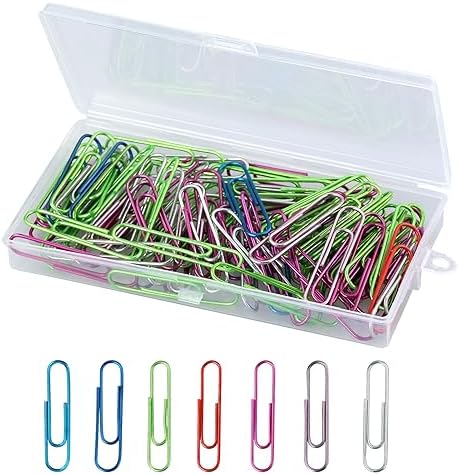 100 Pcs Large Paper Clips with Box, 2 Inch Coloured Metal Paperclips ...