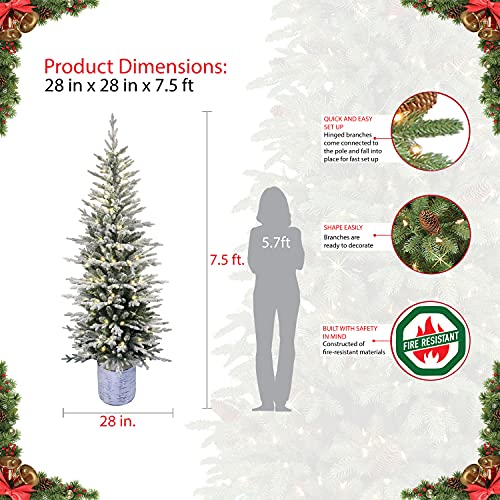 Snapklik.com : Puleo International Pre-Lit Potted Flocked Arctic Fir ...