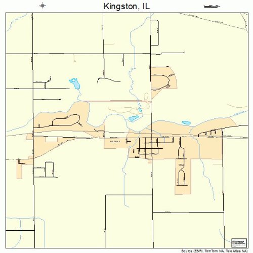 Large Street & Road Map of Kingston, Illinois IL - Printed poster size ...