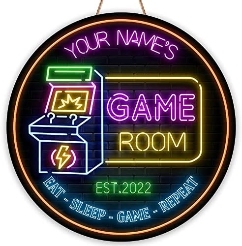 Amazon.com: Artsy Woodsy Custom Game Room Wood Sign (Not Real Neon Sign ...