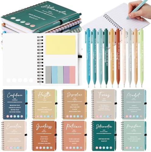 TecUnite 40 Pcs Motivational Spiral Notebooks with Sticky Notes Pen ...