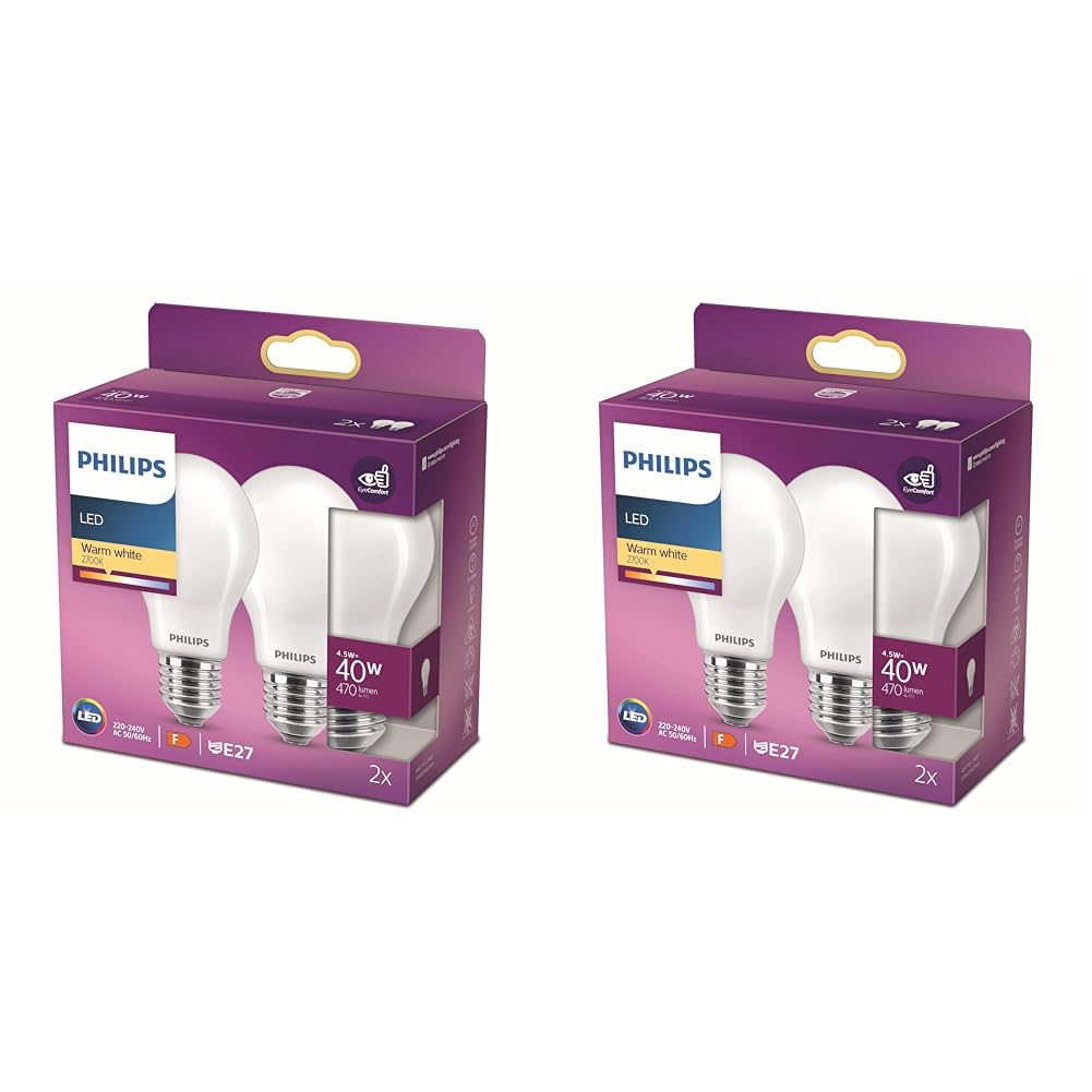 PHILIPS LED Premium Frosted A60 Light Bulb [E27 Edison Screw] 4.5W ...