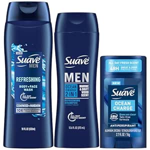 Amazon.com : Suave Men Everyday Essentials – Refreshing Body Wash, Ocean Charge 2-in-1 Shampoo ...