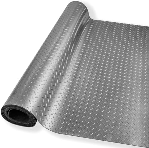 GOOFCXO 3.9 x 8.2FT Rubber Garage Floor Mat, 2.5MM Heavy Duty Diamond ...