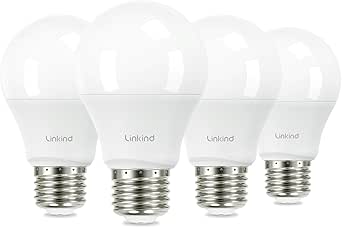 Linkind A19 LED Light Bulb, 60W Equivalent, 9W 2700K Soft White, 800 Lumens Non-Dimmable, E26 ...