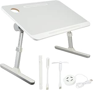 Amazon.com : Foldable Laptop Bed Tray Desk Height Angle Adjustable ...