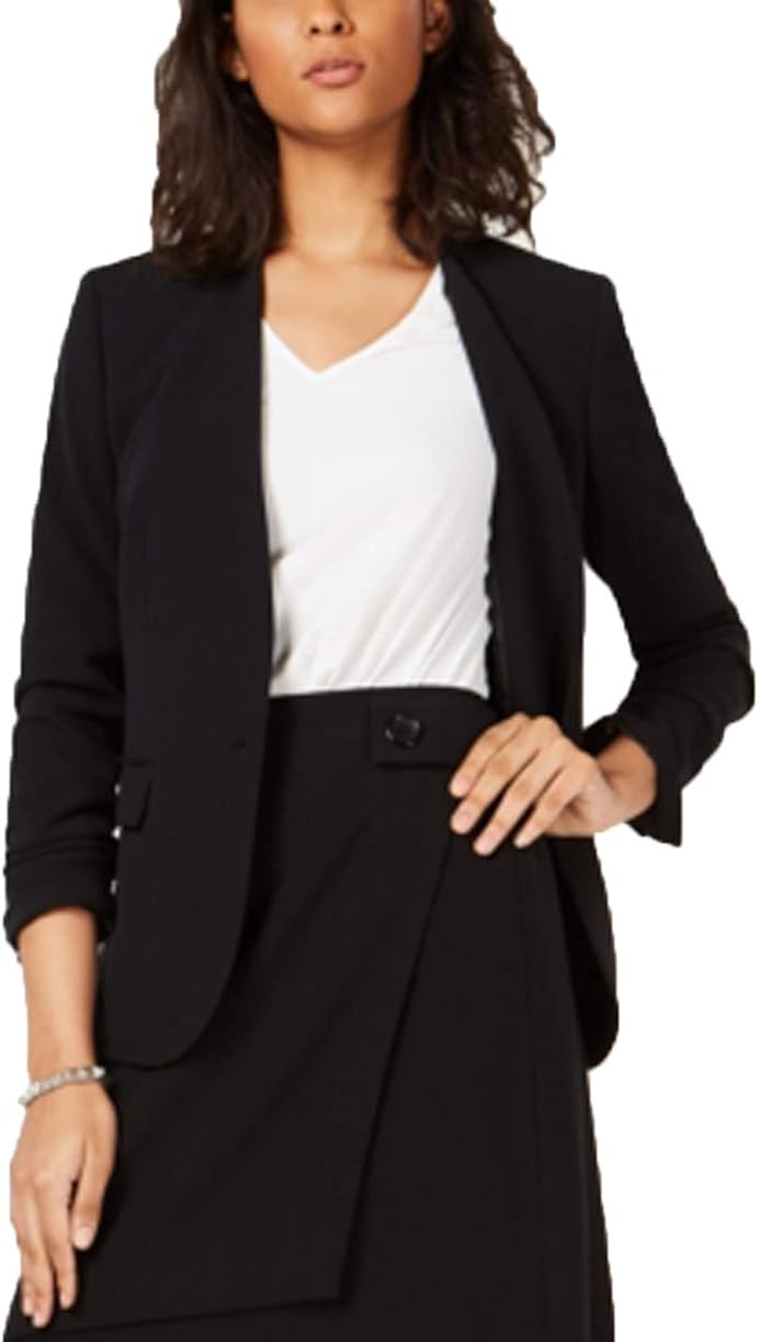 bar III Collarless One-Button Jacket (Black, 6) at Amazon Women’s ...