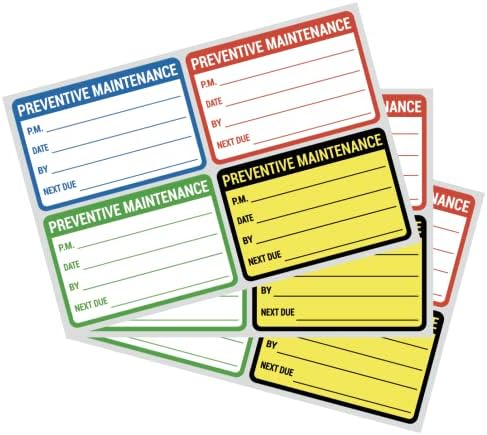 2x3 inch 200 PCS 4 Color Preventive Maintenance Waterproof Stickers for ...