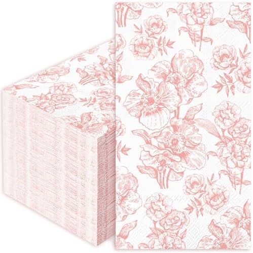 Amazon.com: Generic AnyDesign 50 Pack Pink Floral Guest Napkins White ...