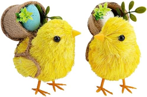 Amazon.com: Watayo 2 Pcs Sisal Baby Chick Easter Decorations, 5" Yellow ...