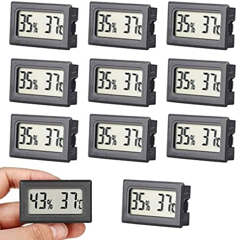 Rojuna 10-Pack Mini Thermometer Hygrometer, Large Number Small Digital ...