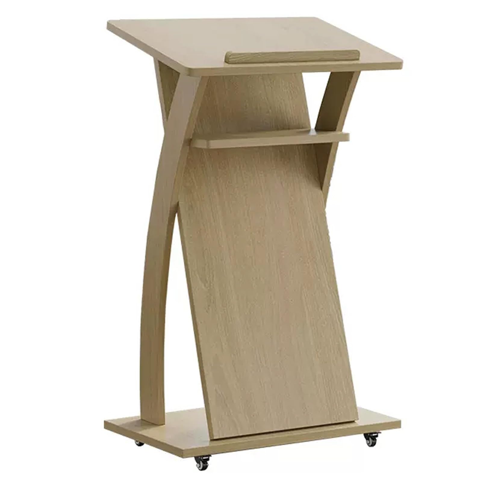 Wooden School Lectern Podium Stand - Mobile Standing Pulpit Reception ...