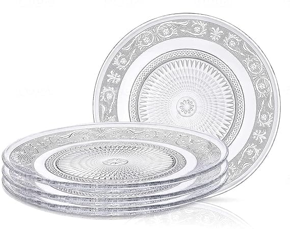 Buy GRETZOMALL Crystal Clear Large Glass Snack Plate | Vintage Round ...