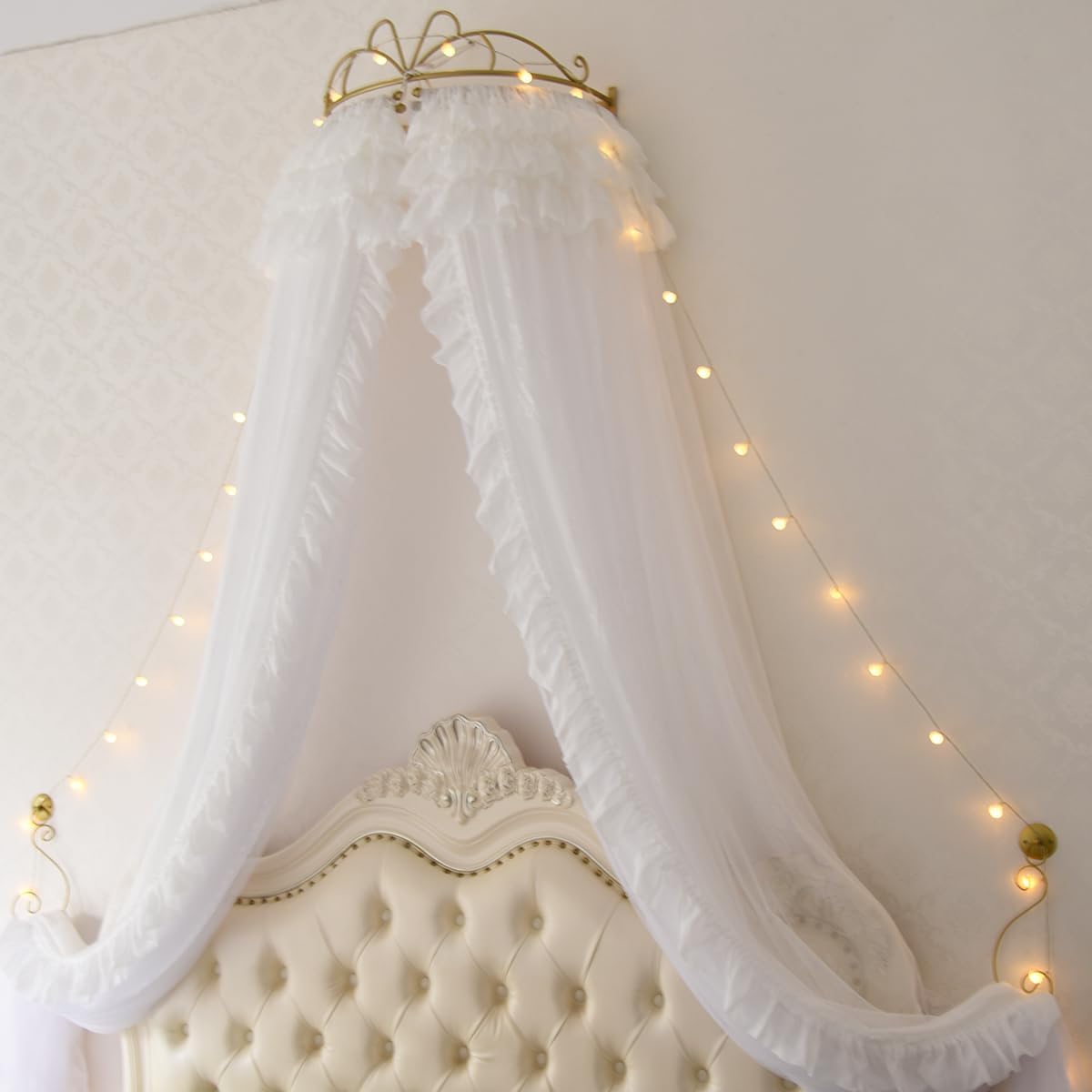 Amazon.com: GongZhuMeng Princess Bed Canopy for Girls Crown Canopy for ...