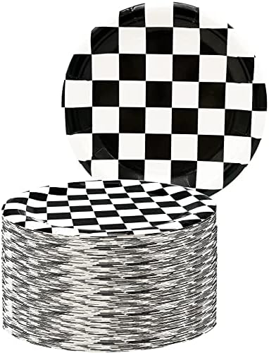 Amazon.com: 80Pcs Race Car Birthday Party Supplies Black and White ...