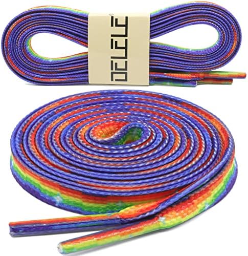 Amazon.com: DELELE Flat Gradient Shoe Laces: Colored Print Shoelaces ...