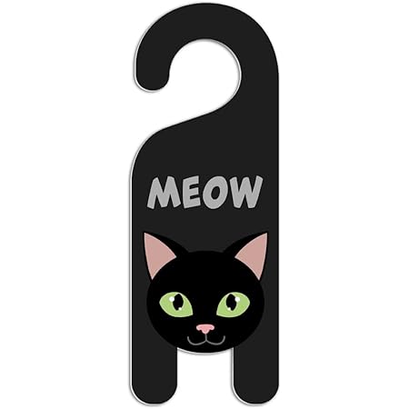 Amazon.com: Black and White Cat Do Not Disturb Plastic Door Knob Hanger ...