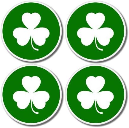 Amazon.com: Shamrock Set of 4 Green Round Vinyl Sticker - Car Phone ...
