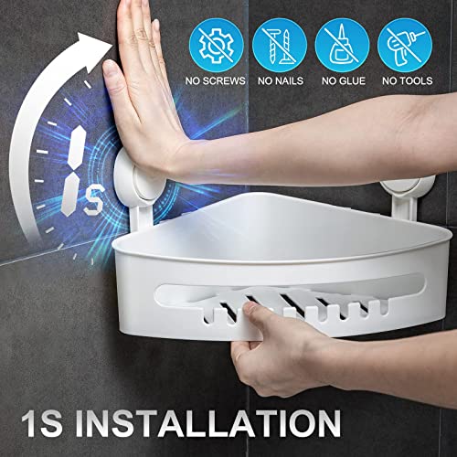 LEVERLOC Corner Shower Caddy Suction Cup Shower Shelf NO Drilling ...