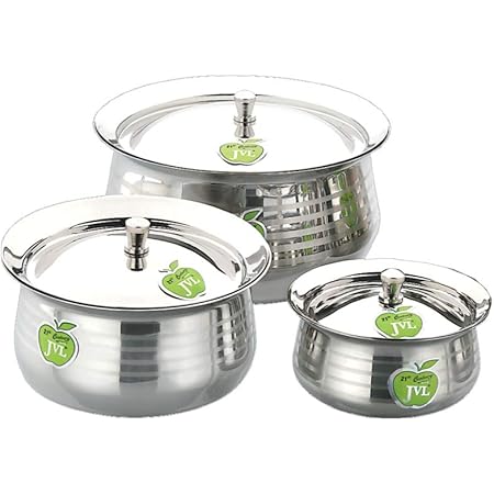 Buy JVL Small Size Stainless Steel Cooking Formal Handi Pot Vessel with ...