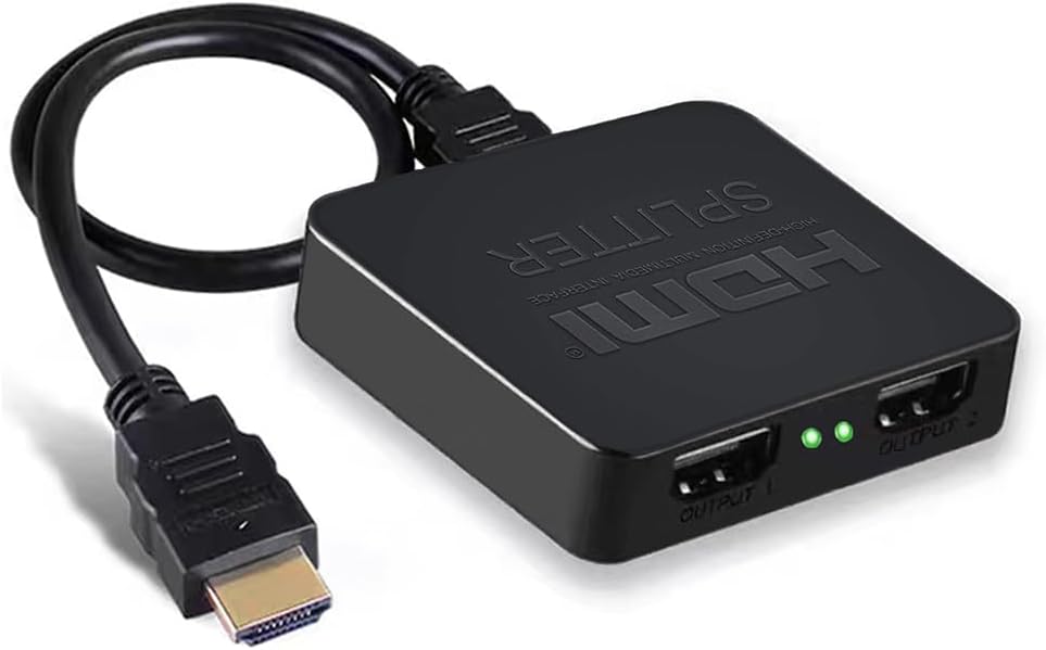 Amazon.com: 4K HDMI Splitter 1 in 2 Out, JIUHCORY 4K HDMI Splitter for ...