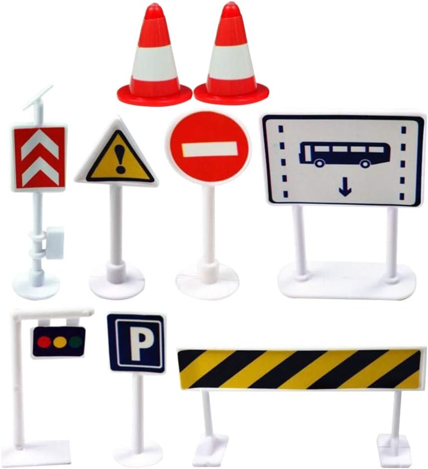 STOBOK 9 pieces traffic signs toy traffic model children traffic rules ...