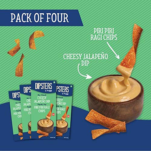 Snackible Dipsters Cheesy Jalapeno Dip and Peri Peri Ragi Chips - Pack ...
