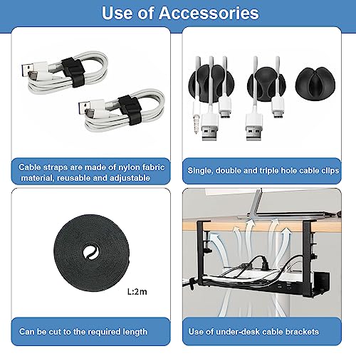 Cable Management without Drilling, Under Desk Cable Tray with Clamp ...