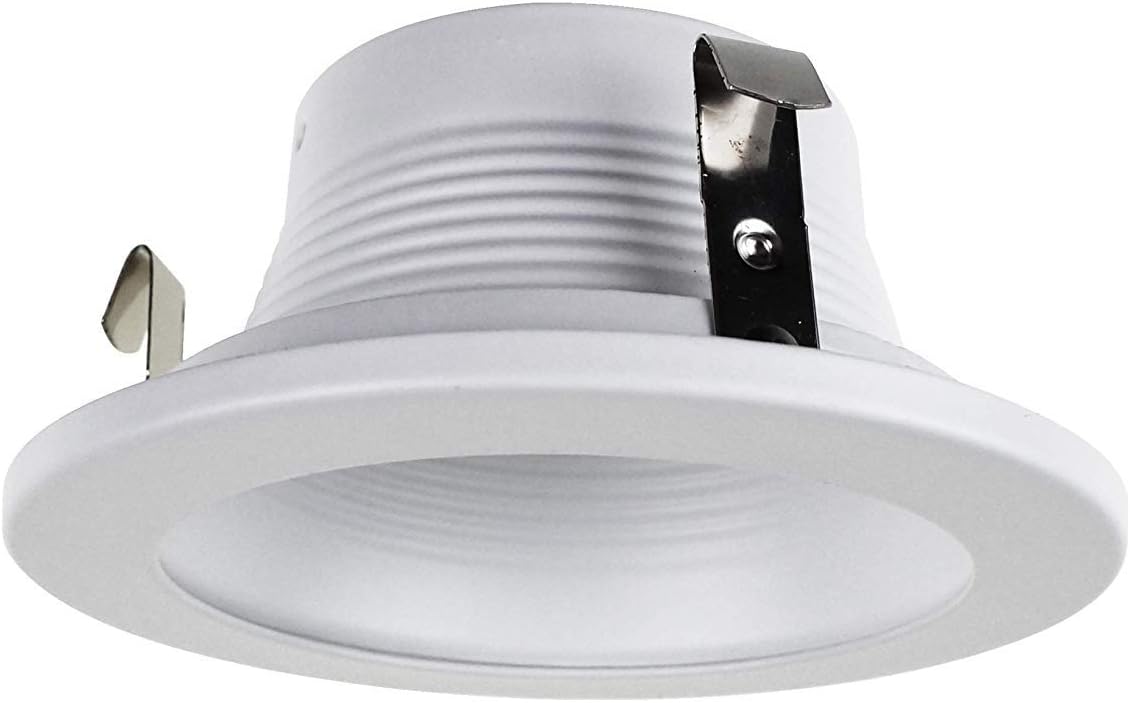4 Inch Light White Stepped Baffle Trim - for 4" Recessed Can, Fits Halo ...