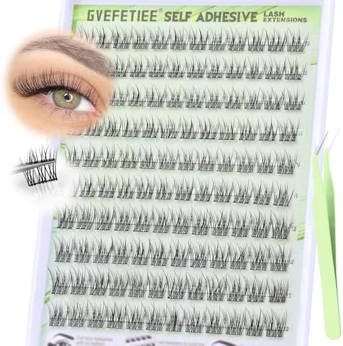 Amazon.com: LASHVIEW Self Adhesive Eyelashes, D Curl Press On Lash ...