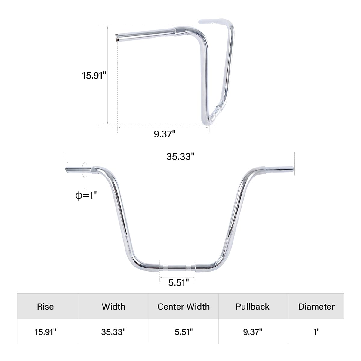 Snapklik.com : 16" Rise APE Hangers Bar 1-1/4" Fat Handlebars Fit For ...