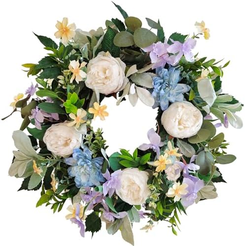Amazon.com: Artificial Flower Wreath, 15 h Blue Simulation Rose Wreath ...