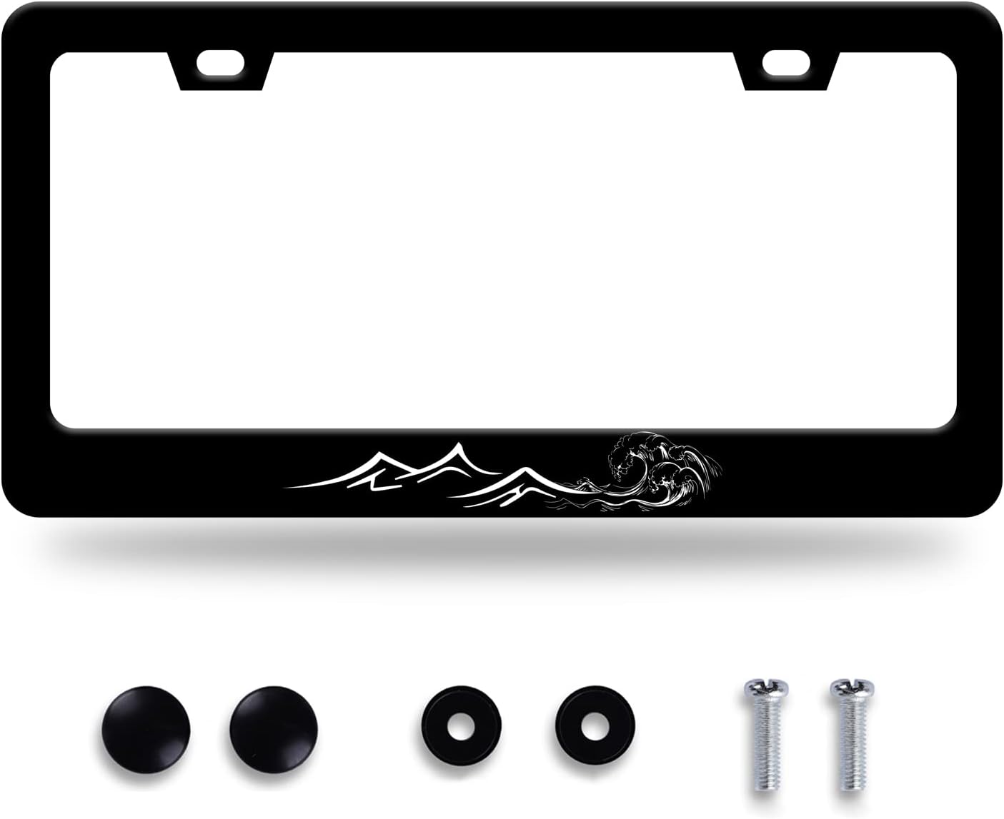 Amazon.com: 2pcs Mountains License Plate Frame Funny Mountain License ...