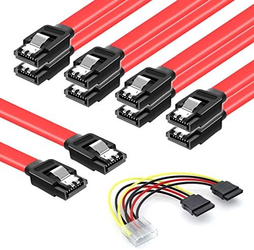 COCOMK SATA Cables III, SSD Data Cable 6.0 Gbps and Power Splitter 4 ...