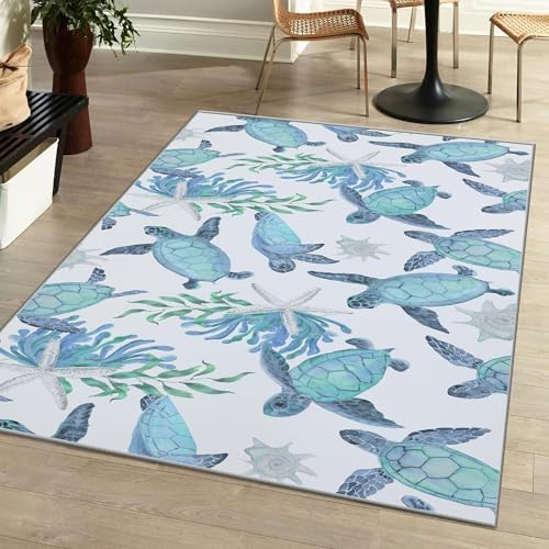 Amazon.com : Jellybean Sea Turtle Beach Indoor Outdoor Rug : Doormats ...