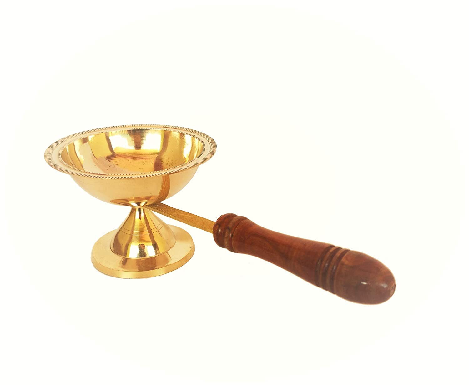Shyam Sarnam Brass Jhuna Dani Dhoobakkal with Wooden Handle|Traditional ...