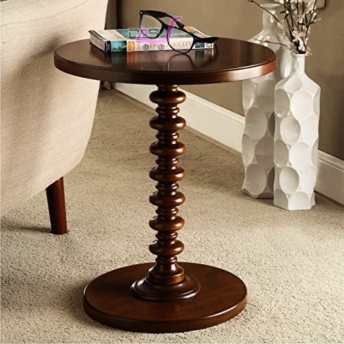Dream Arts Round Wooden Side Table for Living Room with Pedestal End ...