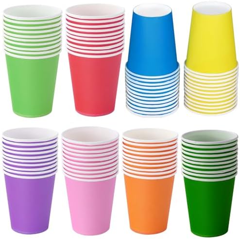 Maridergo 80 Pack Colorful Paper Cups, 250ml Multi Coloured Drinking ...