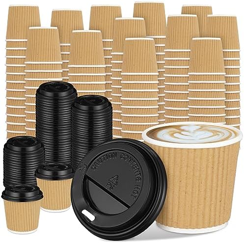 Amazon.com: ECODESIGN-US Disposable Espresso Cups with Lids - 4 Oz - 50 ...