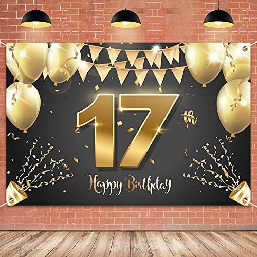 Amazon.com: Happy 17th Birthday Backdrop Banner Step and Repeat 17 ...