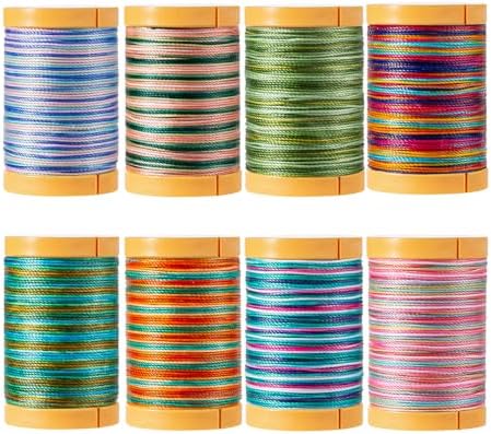 Amazon.com: KIVISIN Variegated Waxed Thread 8 Vibrant Color, 0.5mm Wax ...